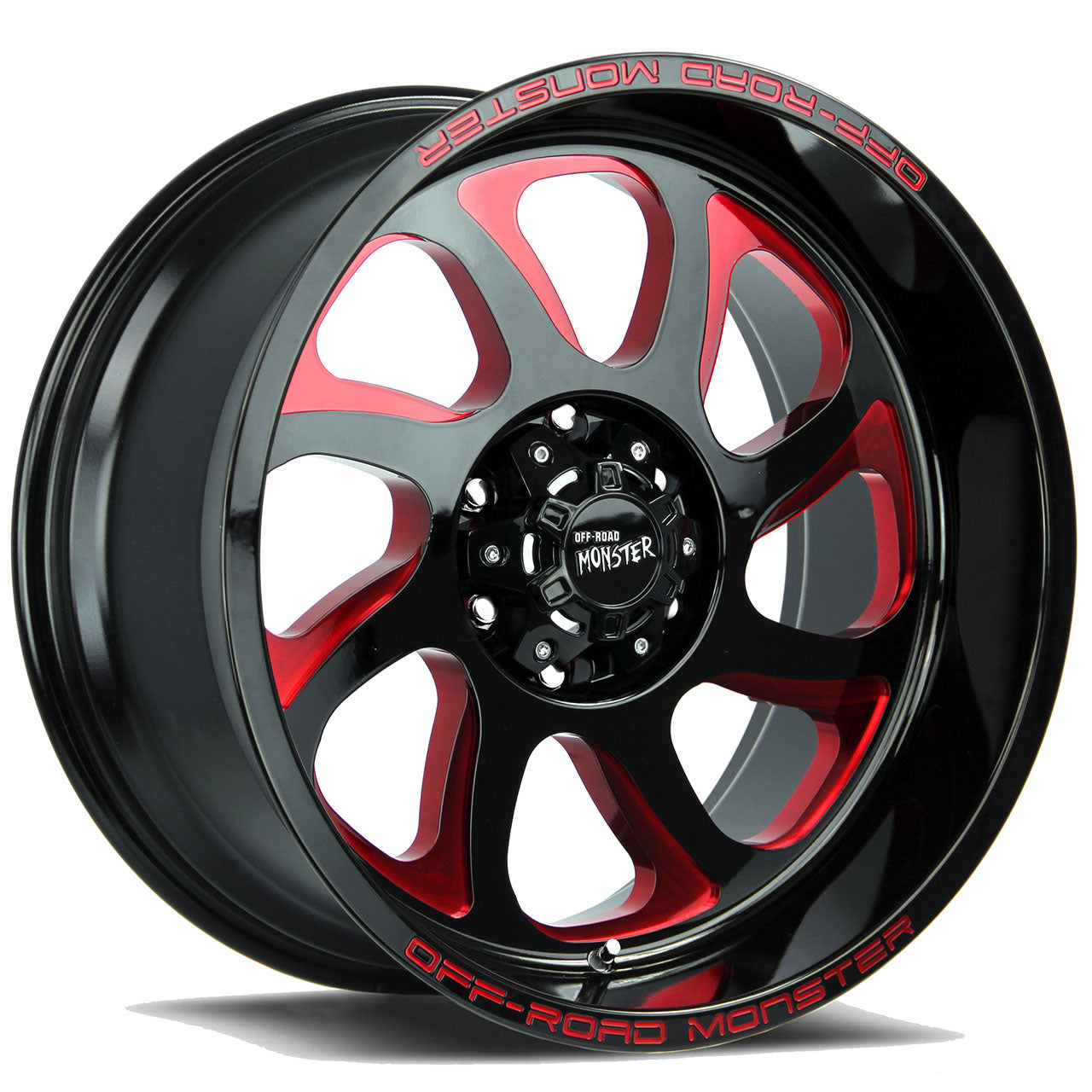 Off-Road Monster M22 20X10 -19mm Gloss Black w/CNC Red Tinted Clear – TFS Wheels
