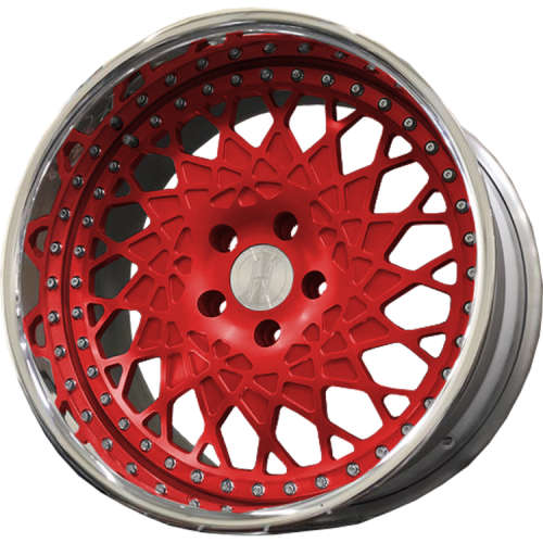 Heritage Fuji Directional round 2 19x9.5 +22mm Gloss Blood Red with a Polished Lip – TFS Wheels