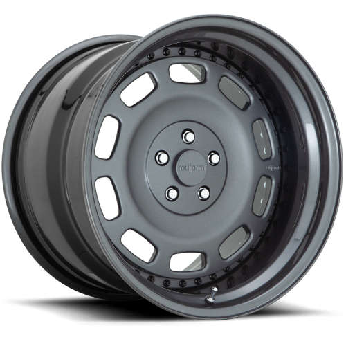 Rotiform Forged BKK 18x8 +40mm Anthracite with a Matte Black Step Lip and Matte Black Barrel ...