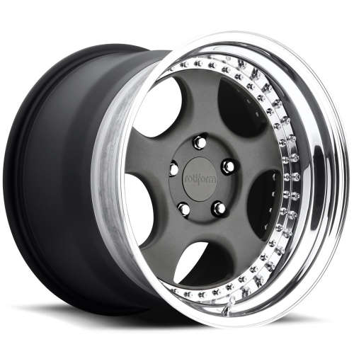 Rotiform Forged CUP 19x8.5 +40mm Gray with a Polished Step Lip and Matte Black Barrel with ...