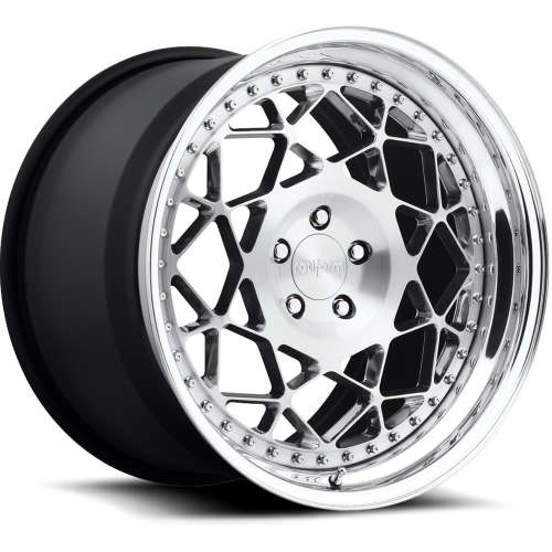 Rotiform Forged DSC 17x9 +25mm Polished with a Step Lip and Matte Black Barrel with Exposed ...