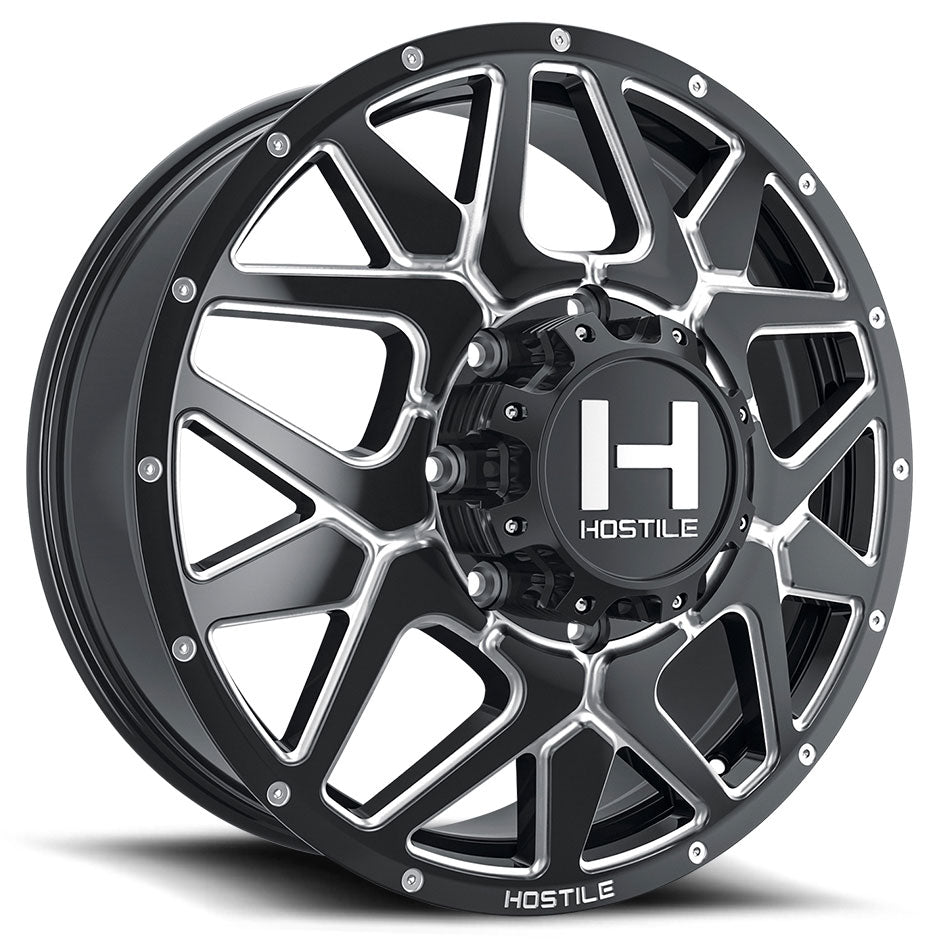 Hostile H402 DIABLO-F 22x8.25 123mm Gloss Black with Mill Cut Details ...