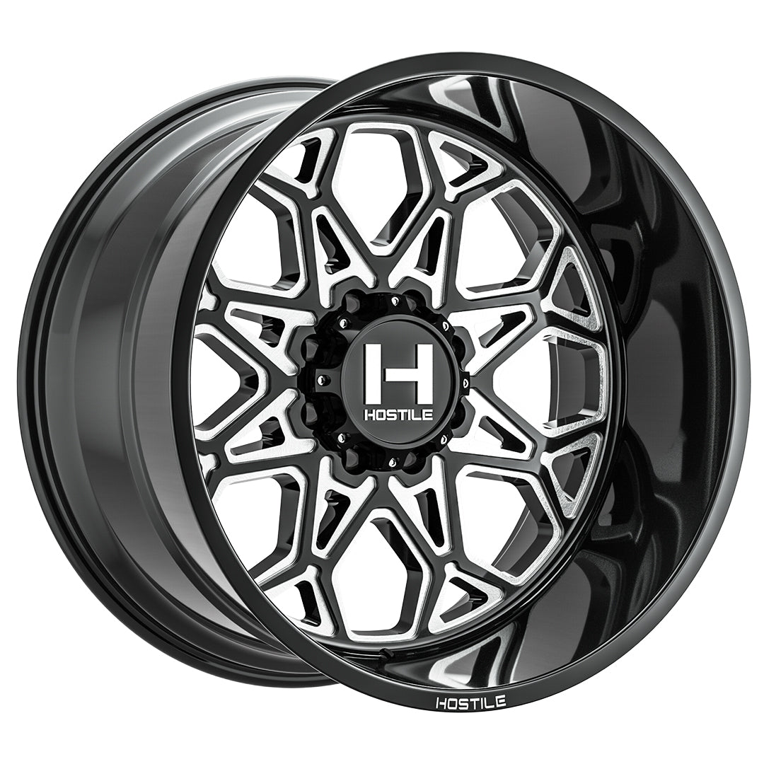 Hostile H132 ANVIL 22X10 -25mm Gloss Black w/Mill Cut Details – TFS Wheels