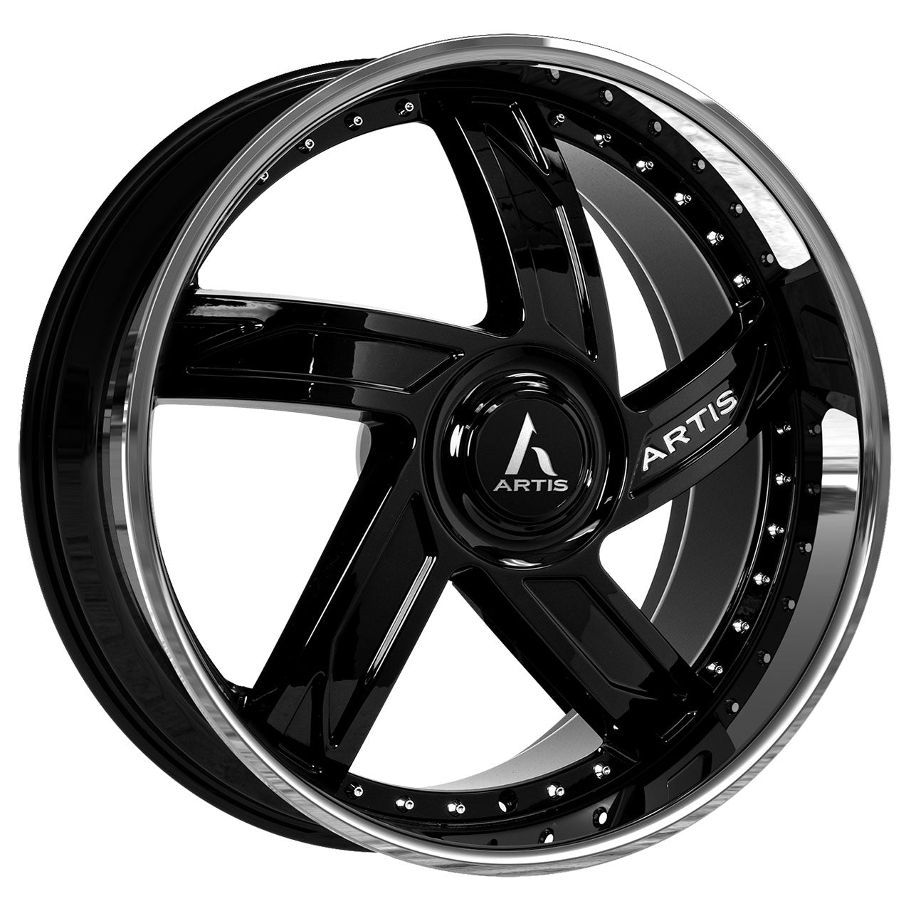 Artis VESTAVIA XL 26x9 0mm Gloss Black Center / Stainless Steel Chrome ...