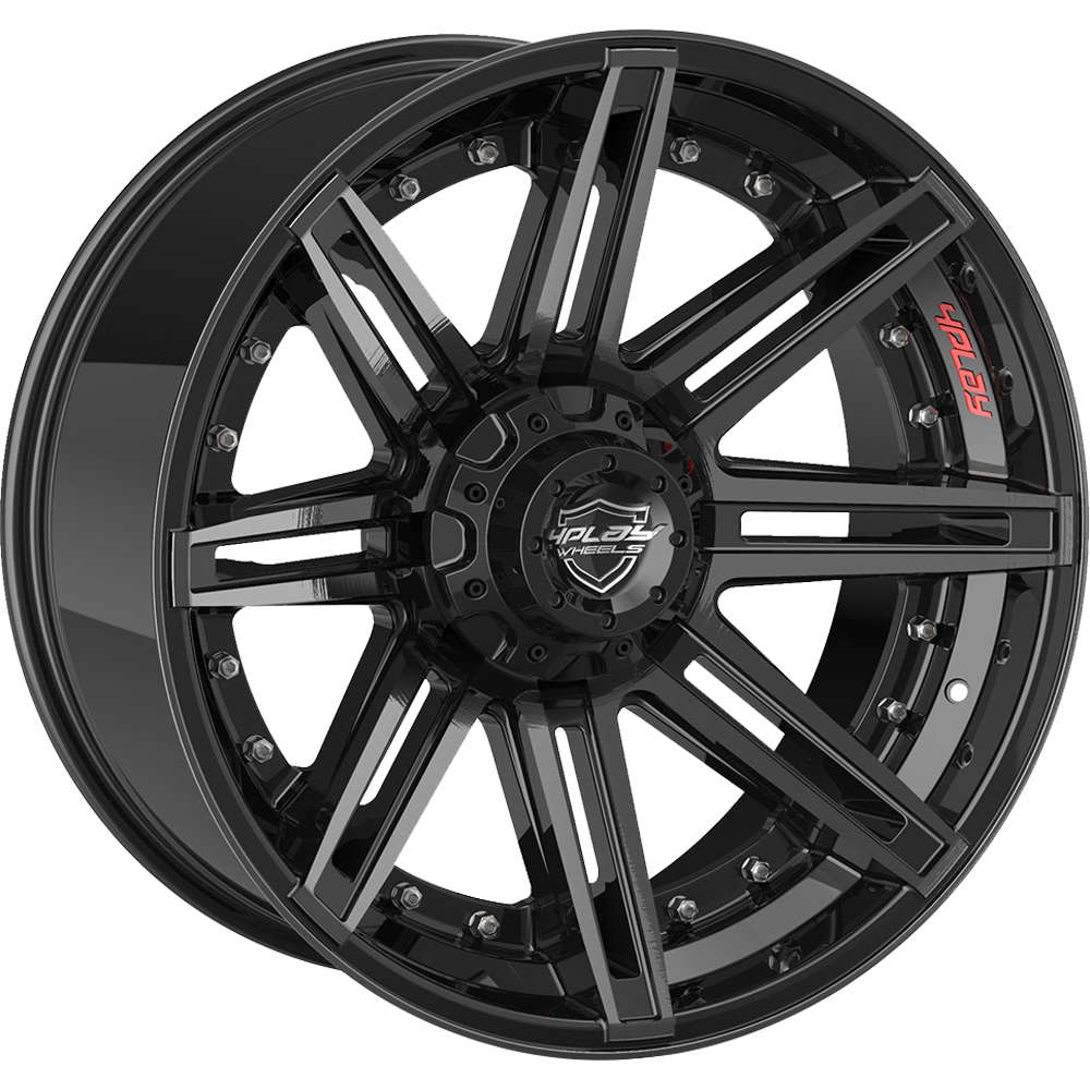 4Play 4P08 22x10 -24mm Black with Brushed Spoke Faces – TFS Wheels