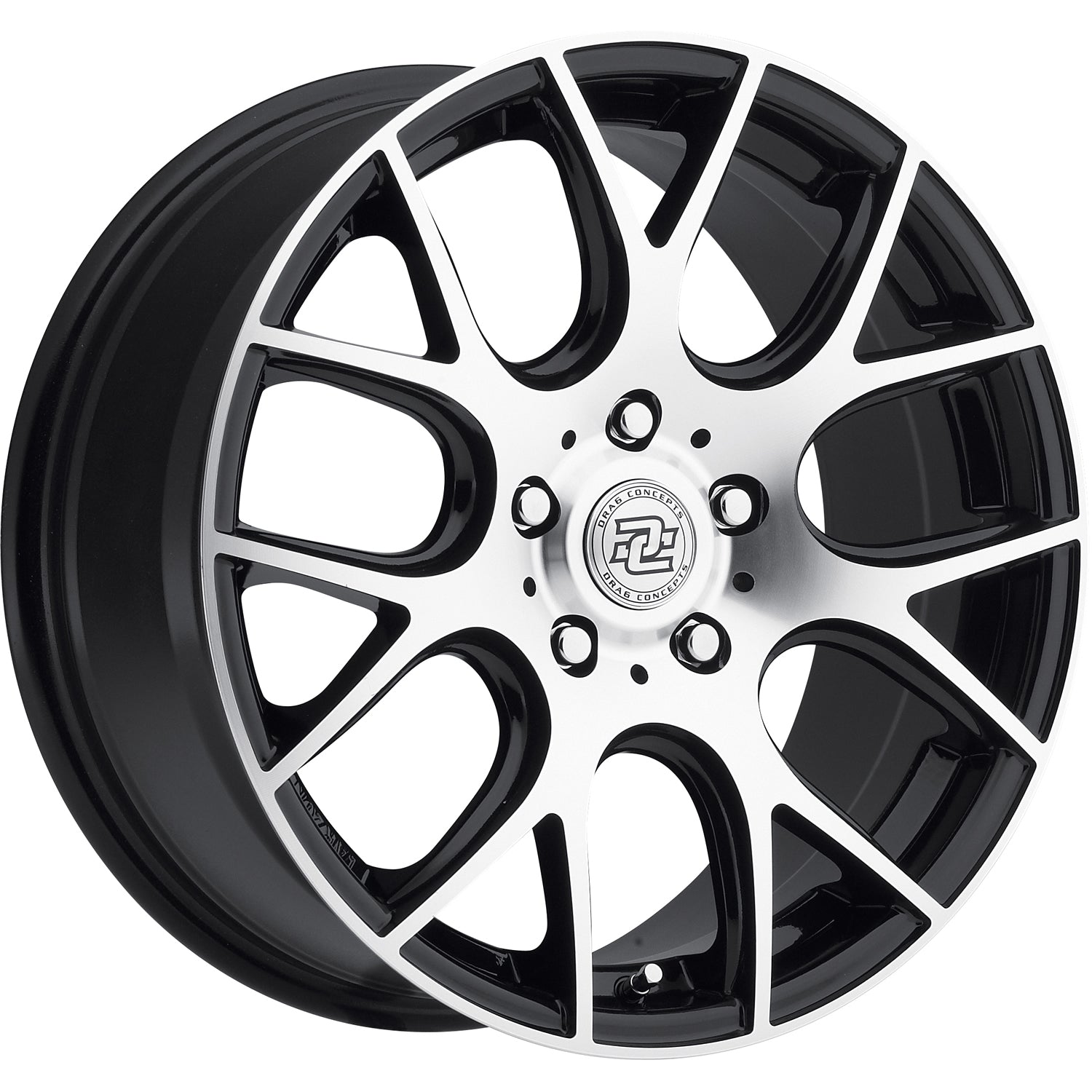 Drag Concepts R15 18x8 +42mm Black with Machined Spoke Faces and Outer ...