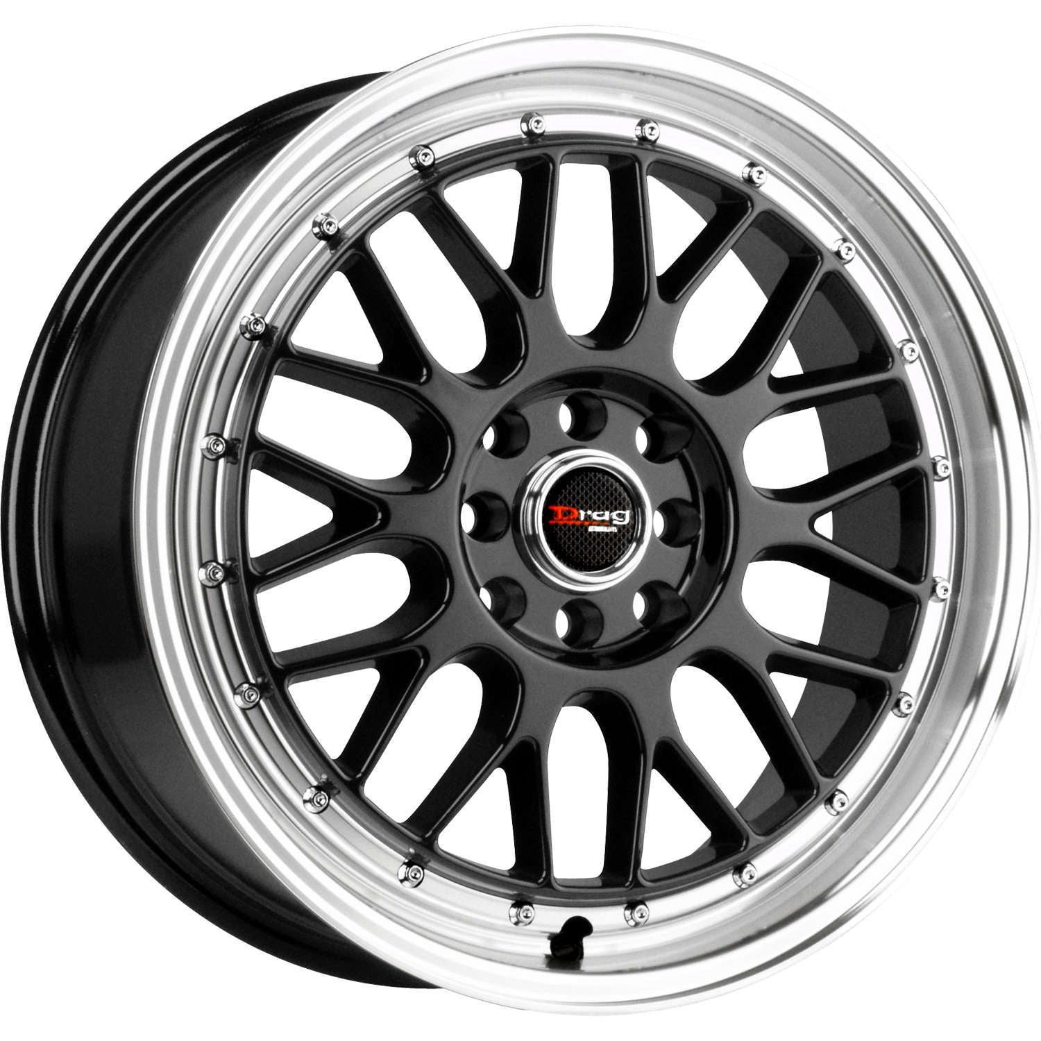 Drag DR44 15x7 +40mm Gloss Black with a Machined Lip – TFS Wheels