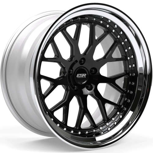 ESR Forged Classic ES1 Classic 19x9.5 +22mm Gloss Black with a Polished ...