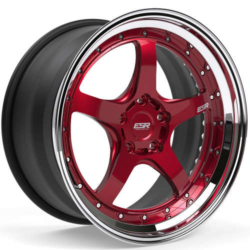 ESR Forged Classic LP5 Classic 16x8 +20mm Candy Red with a Polished ...