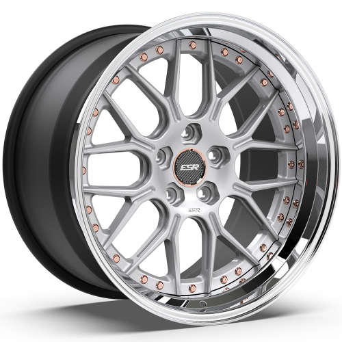 ESR Forged Classic LP8 Classic 16x8 +20mm Silver with a Polished Step ...