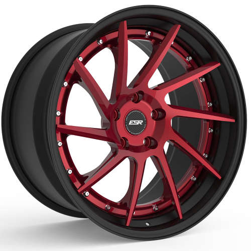 ESR Forged ES10 19x8.5 +42mm Candy Red with a Matte Black Step Lip and ...