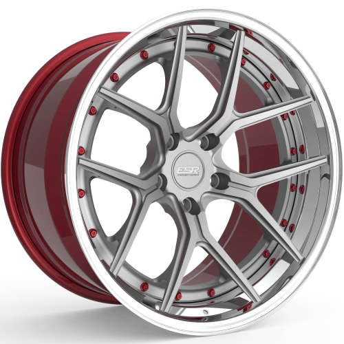 ESR Forged ES2 19x8.5 +45mm Matte Silver with a Polished Step Lip and ...