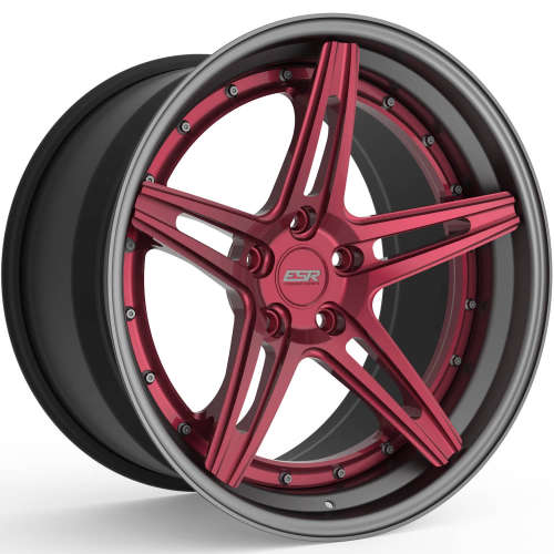ESR Forged ES4 19x11 +15mm Candy Red with a Matte Graphite Step Lip and ...
