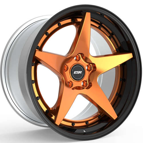 ESR Forged ES5 20x10 +40mm Polished Gold with a Gloss Black Step Lip ...