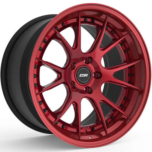 ESR Forged LT6 19x8.5 +30mm Candy Red with a Step Lip and Matte Black ...
