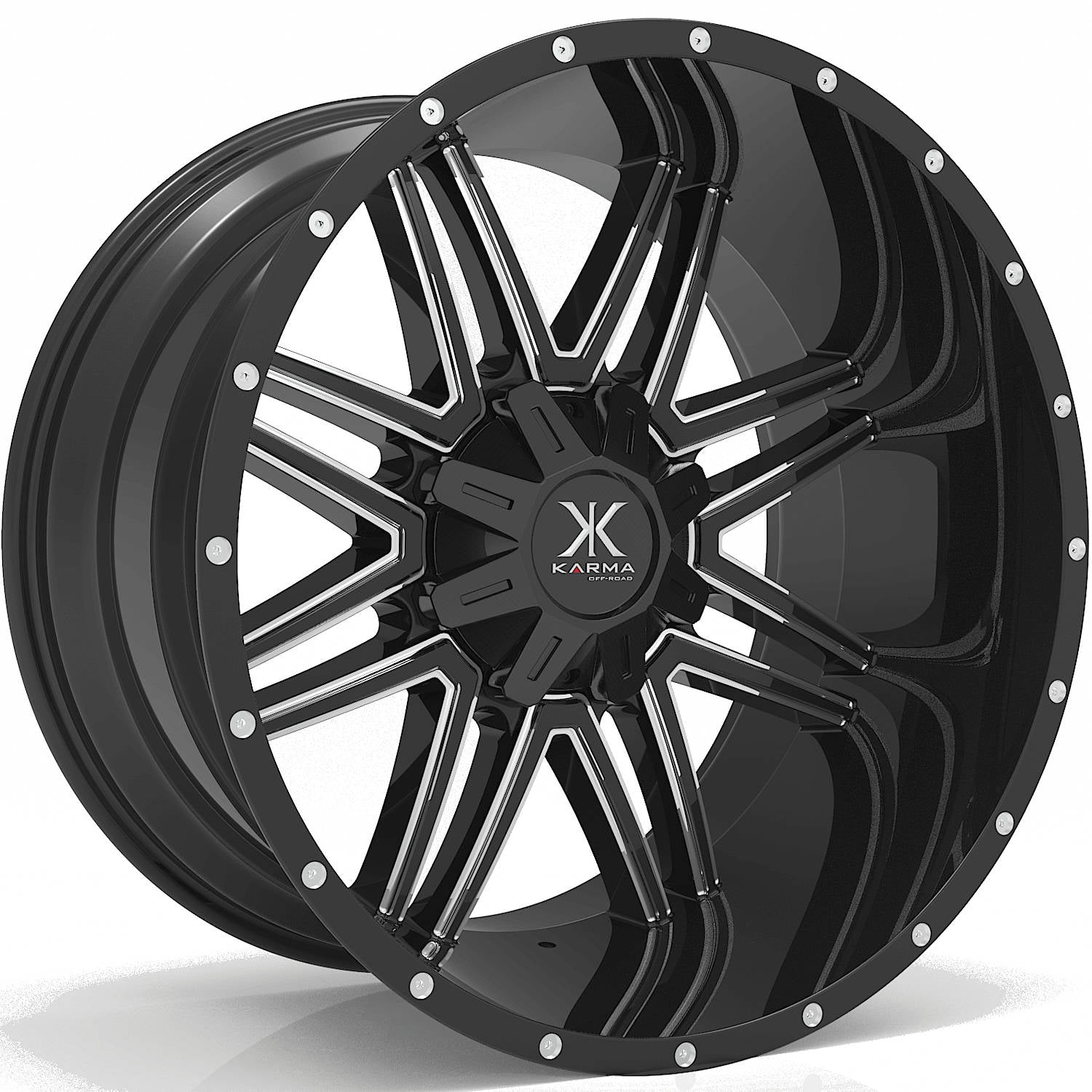 Karma Offroad K21 20x10 -24mm Gloss Black with Milled Spoke Edges – TFS ...
