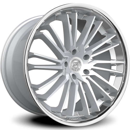Lexani Virage 20x10 +40mm Silver with Machined Spoke Faces and a Chrome ...