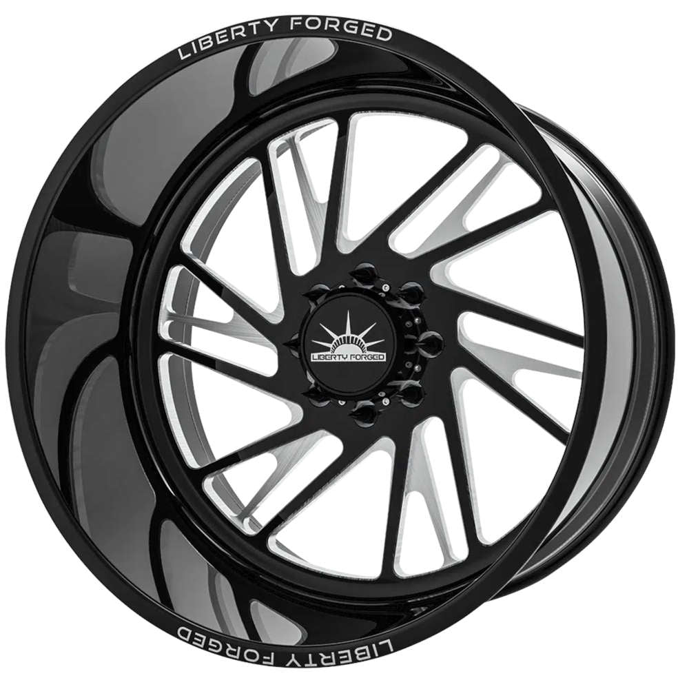 Liberty Forged LBTY12 Super Single 22x14 -76mm Gloss Black with Milled ...