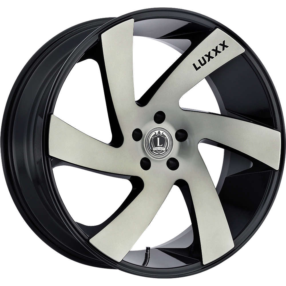 Luxxx Alloys LUX10 22x9.5 +15mm Gloss Black with Gray Tinted Machined ...