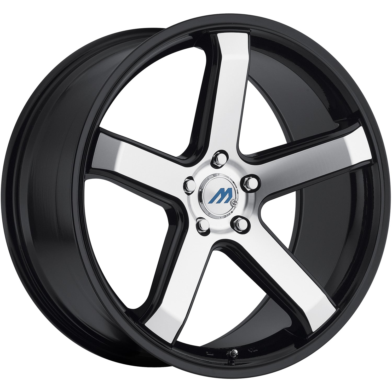 Mach M5 20x8.5 +45mm Gloss Black with Machined Spoke Faces – TFS Wheels