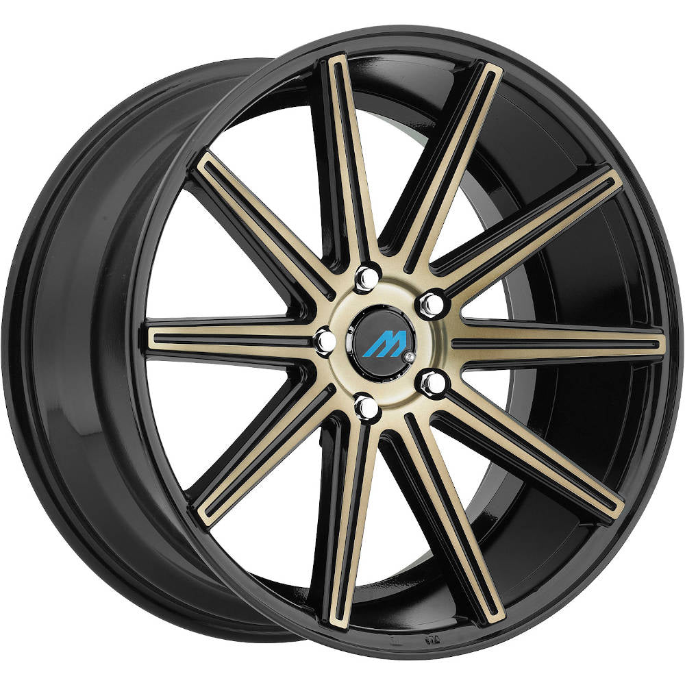 Mach ME9 20x8.5 +20mm Gloss Black with Machined Spoke Faces and Bronze ...