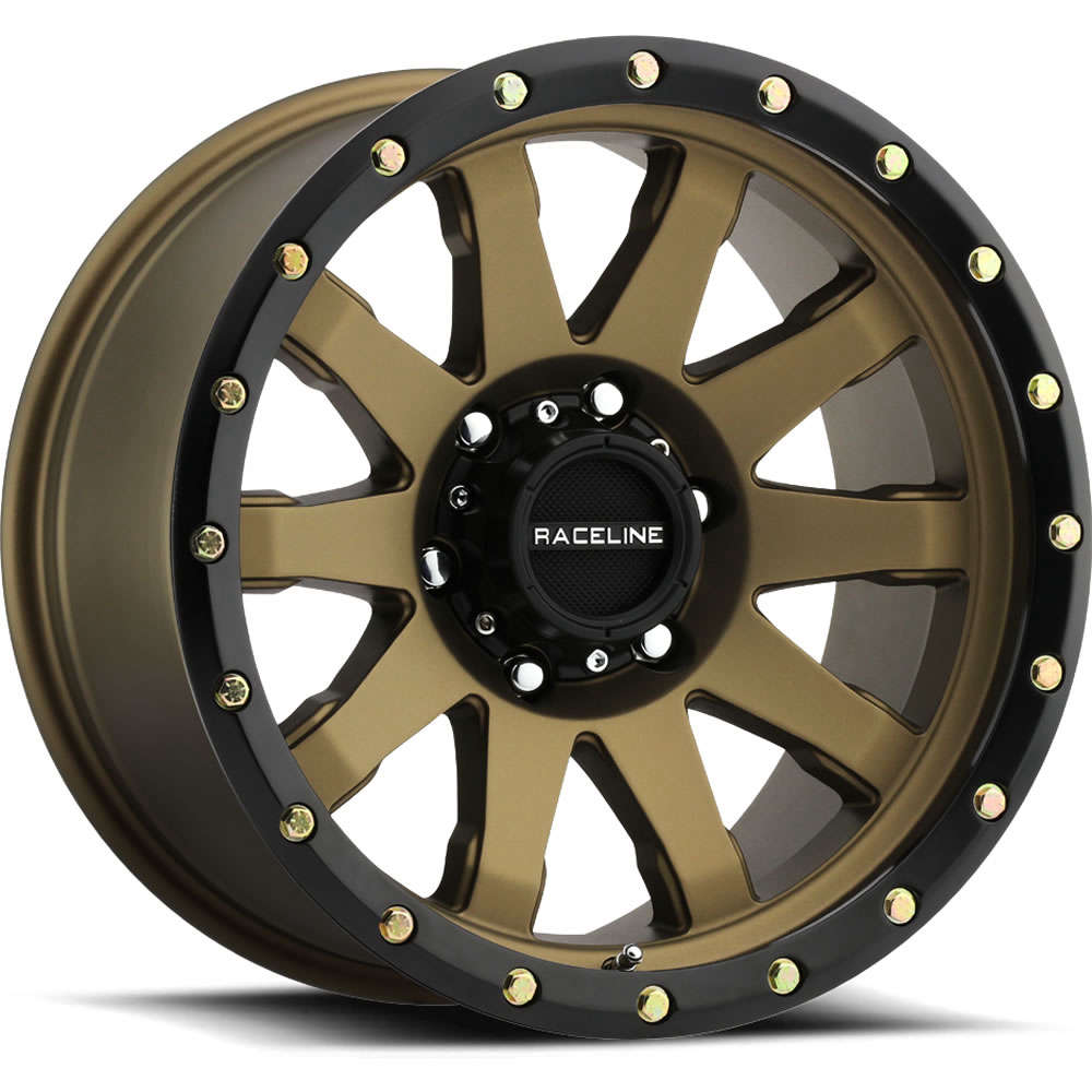 Raceline Clutch 934BZ 17x8.5 -12mm Bronze with a Black Simulated ...