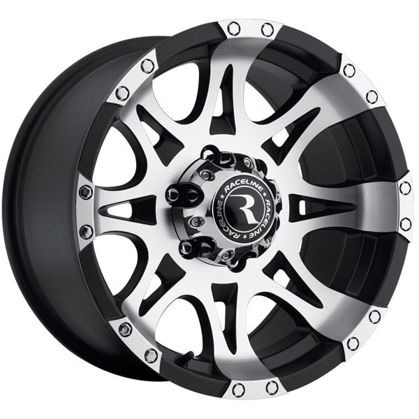 Raceline Raptor 982 18x9 +20mm Black with Machined Spoke Faces and Lip ...