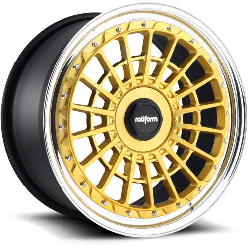 Rotiform Forged LAS-R 18x9.5 +38mm Matte Gold with a Polished Step Lip ...