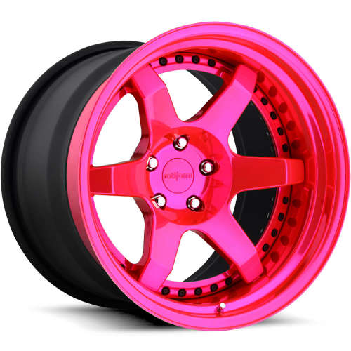 Rotiform Forged SIX 18x9 +34mm Candy Pink with a Step Lip and Matte ...