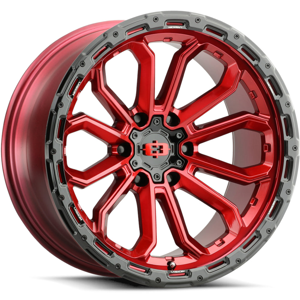 Vision Korupt 405 18x9 -12mm Gloss Red with a Gloss Black Lip – TFS Wheels