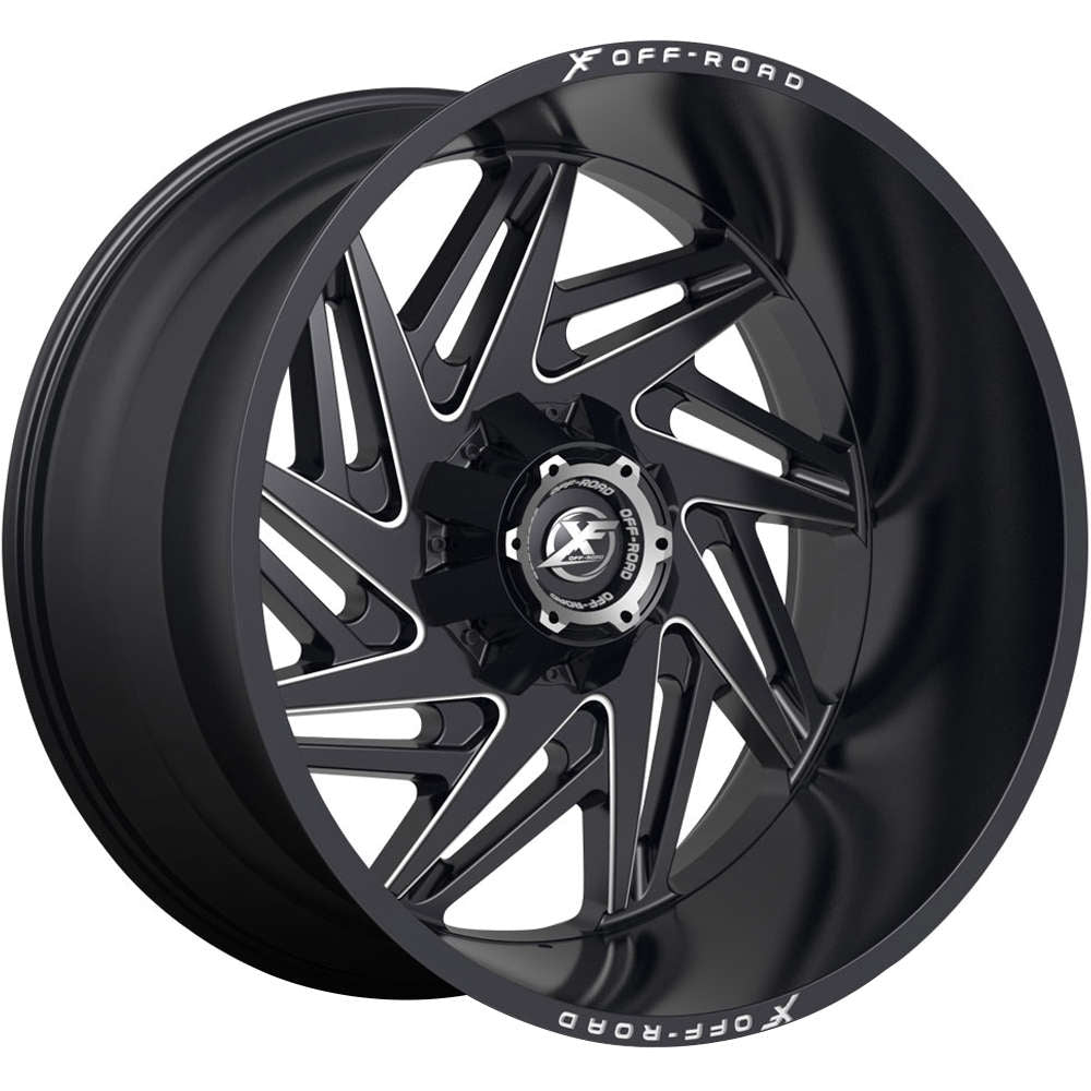 XF Offroad XF-203 24x14 -76mm Black with Milled Spoke Stripes – TFS Wheels