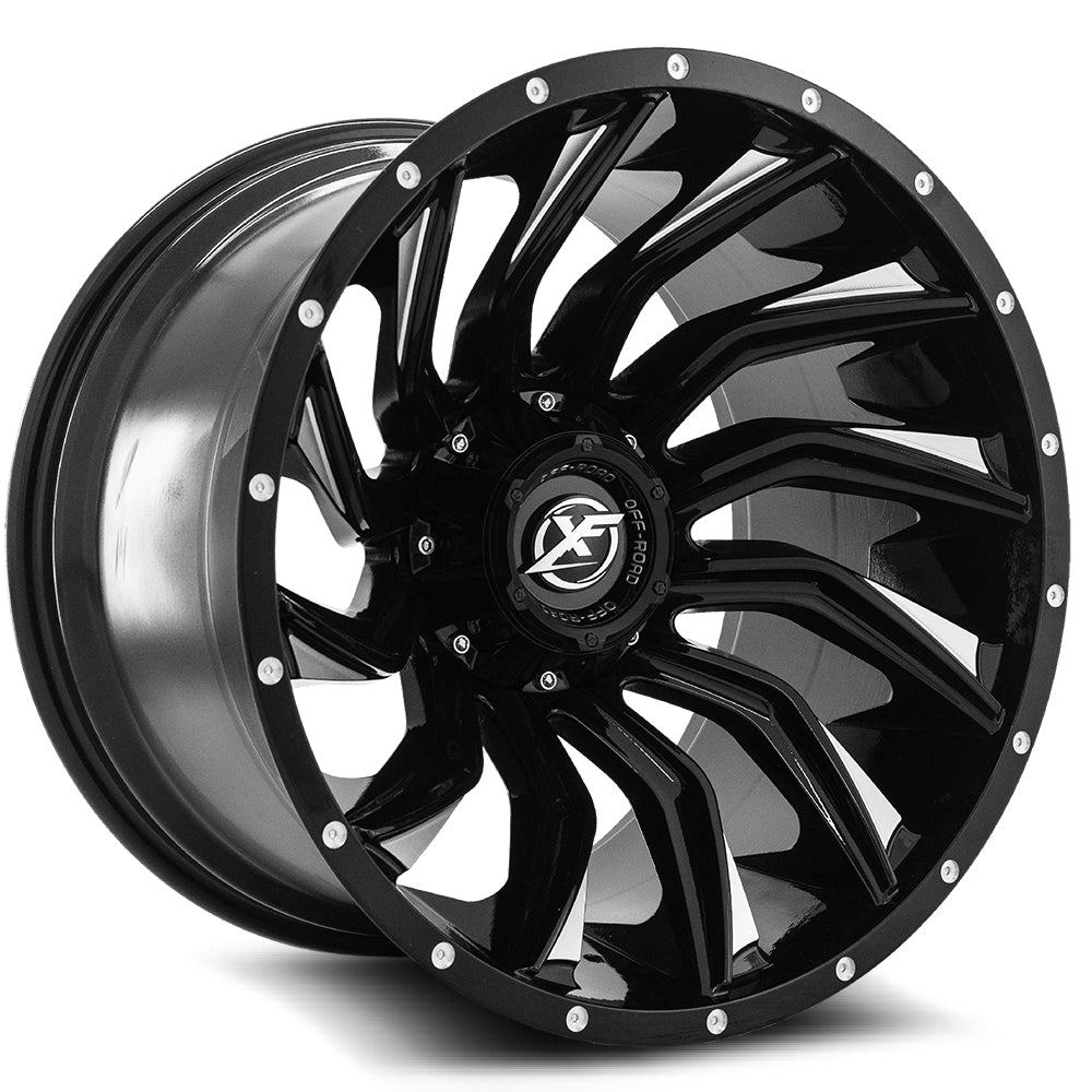 XF Off-Road XF-224 20x12 -44 Gloss Black & Milled – TFS Wheels