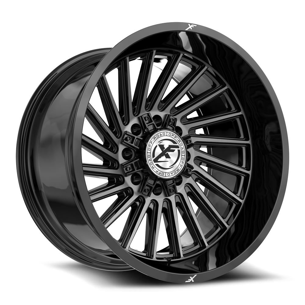 XF Off-Road XF-239 24x12 -44 Gloss Black & Brushed Double Dark Tint ...