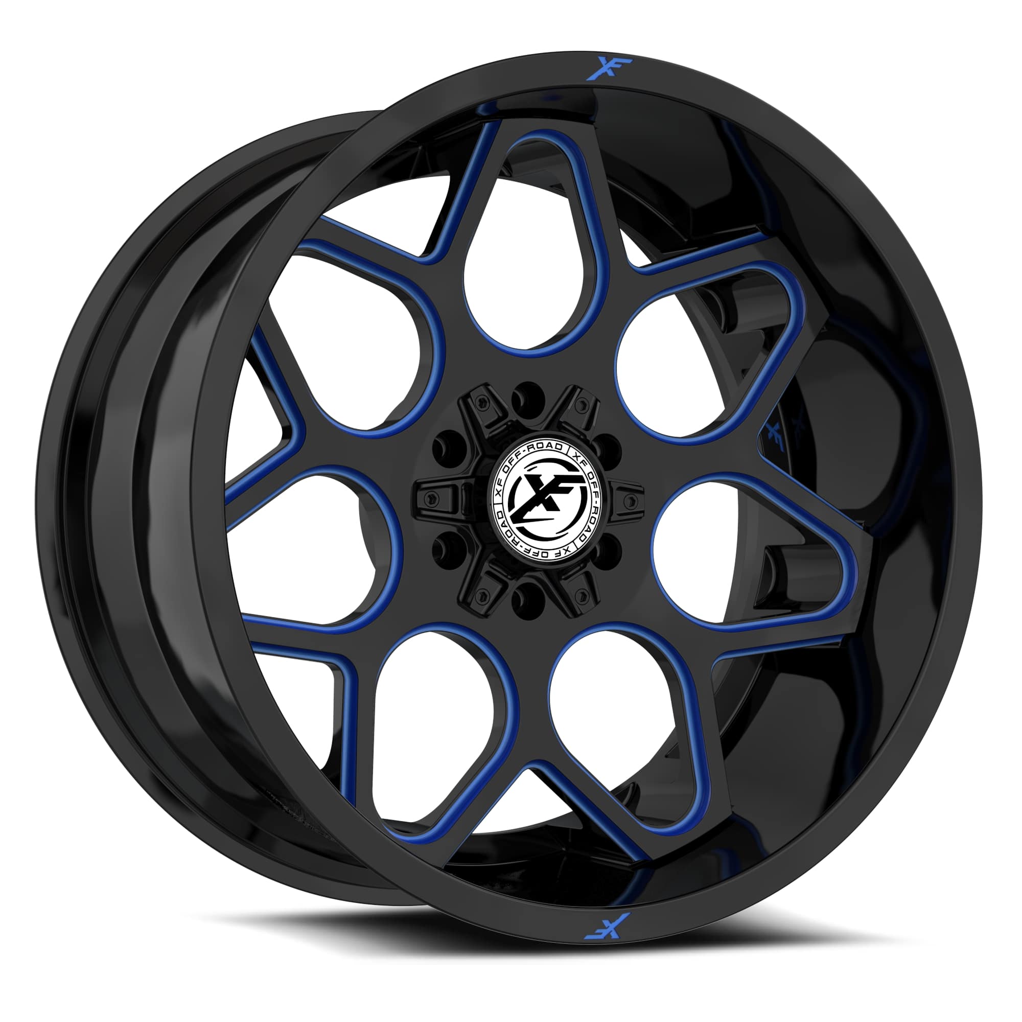 XF Off-Road XF-232 20x12 -24 Gloss Black & Blue Milled – TFS Wheels