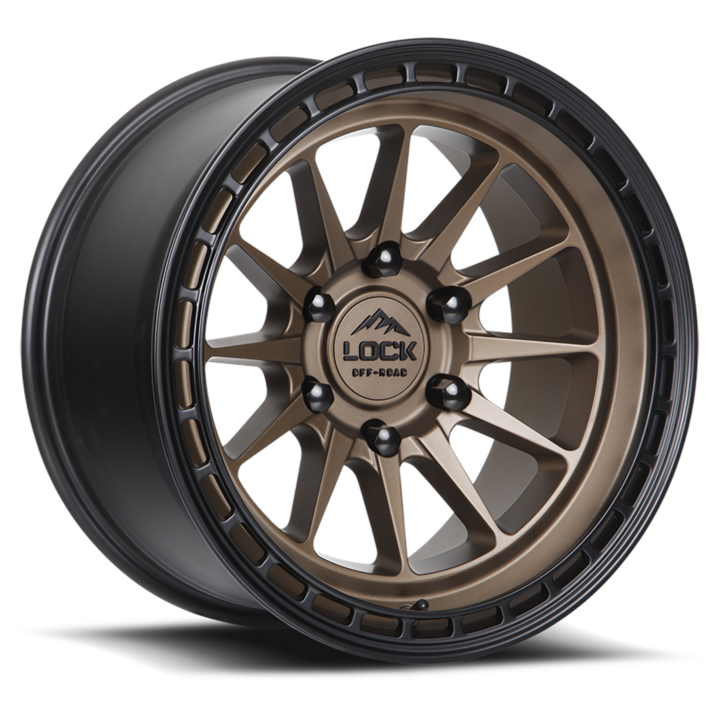 Lock Offroad Baja 17x9 -12mm Matte Desert Bronze with Matte Black Ring ...