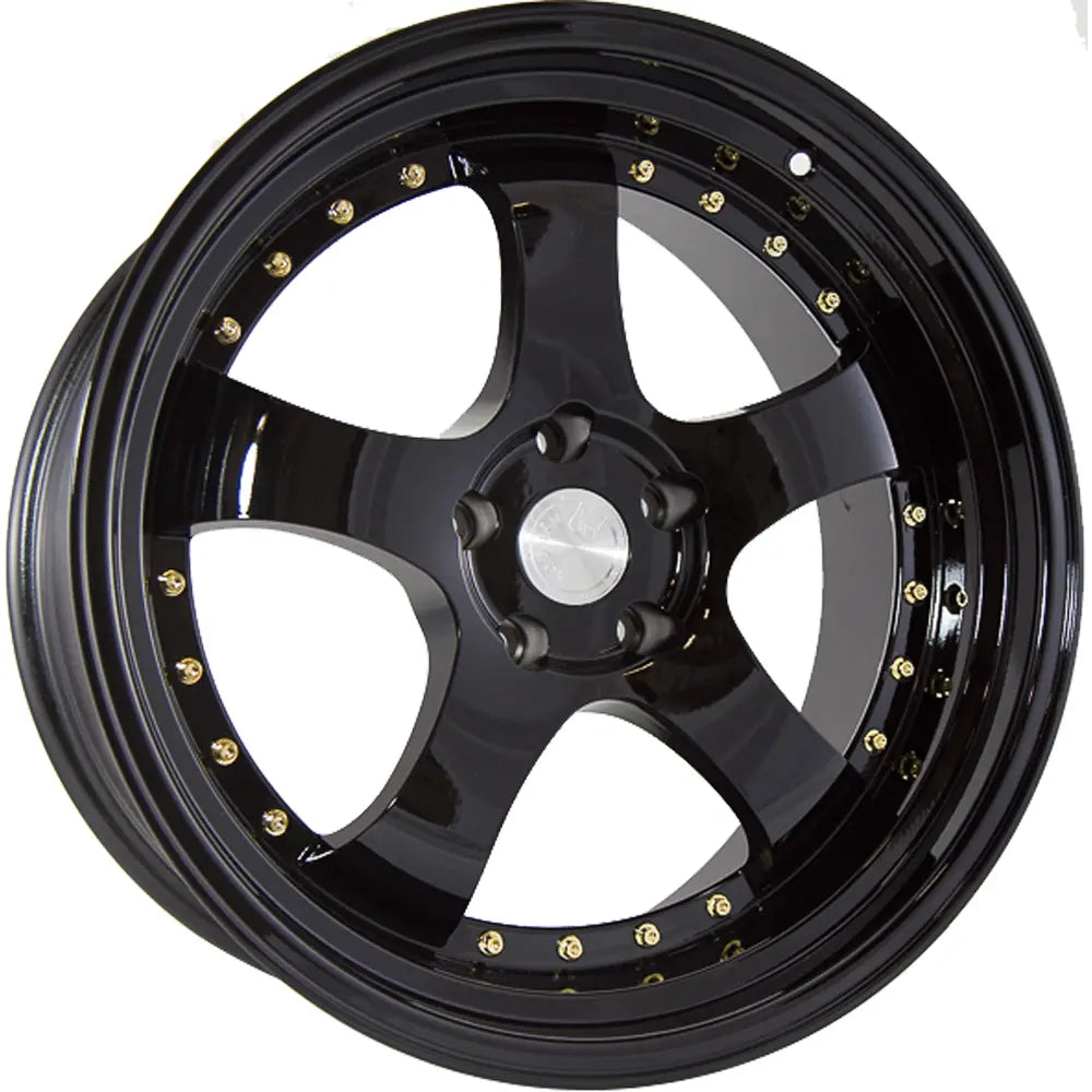 Aodhan AH03 19X9.5 12mm Gloss Black w/Gold Rivets – TFS Wheels