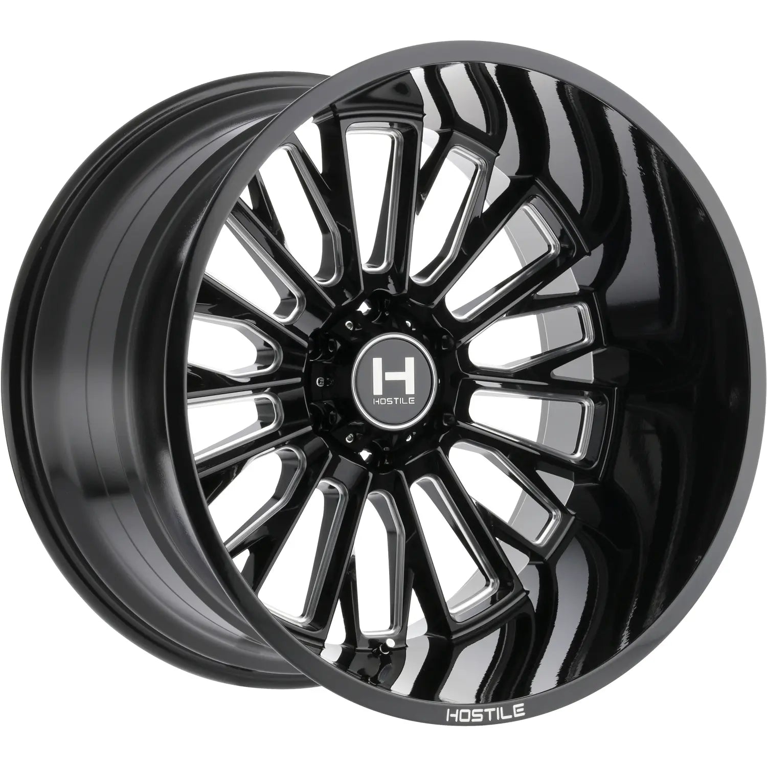 Hostile H114 FURY 24X14 -76mm Gloss Black w/Mill Cut Details – TFS Wheels