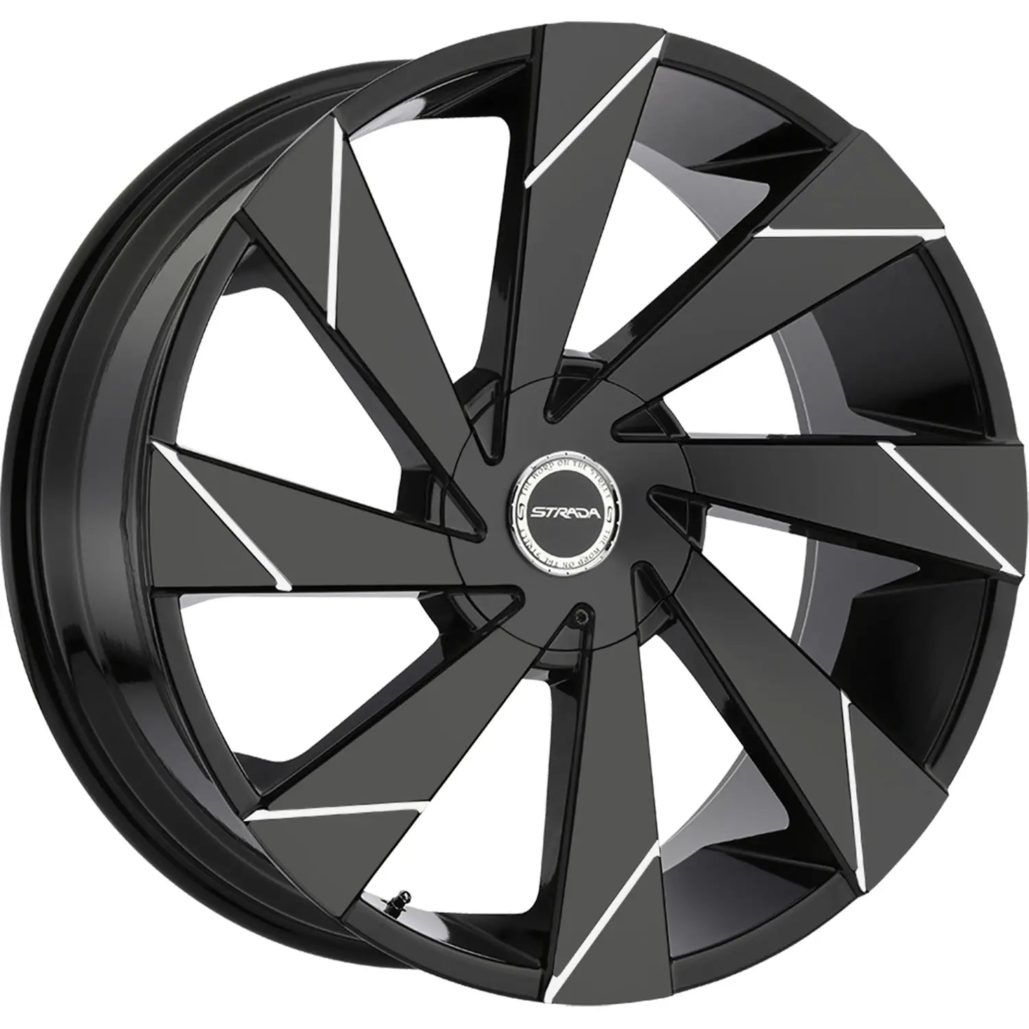 Strada Moto S62 24x10 15mm Gloss Black Milled Line – TFS Wheels