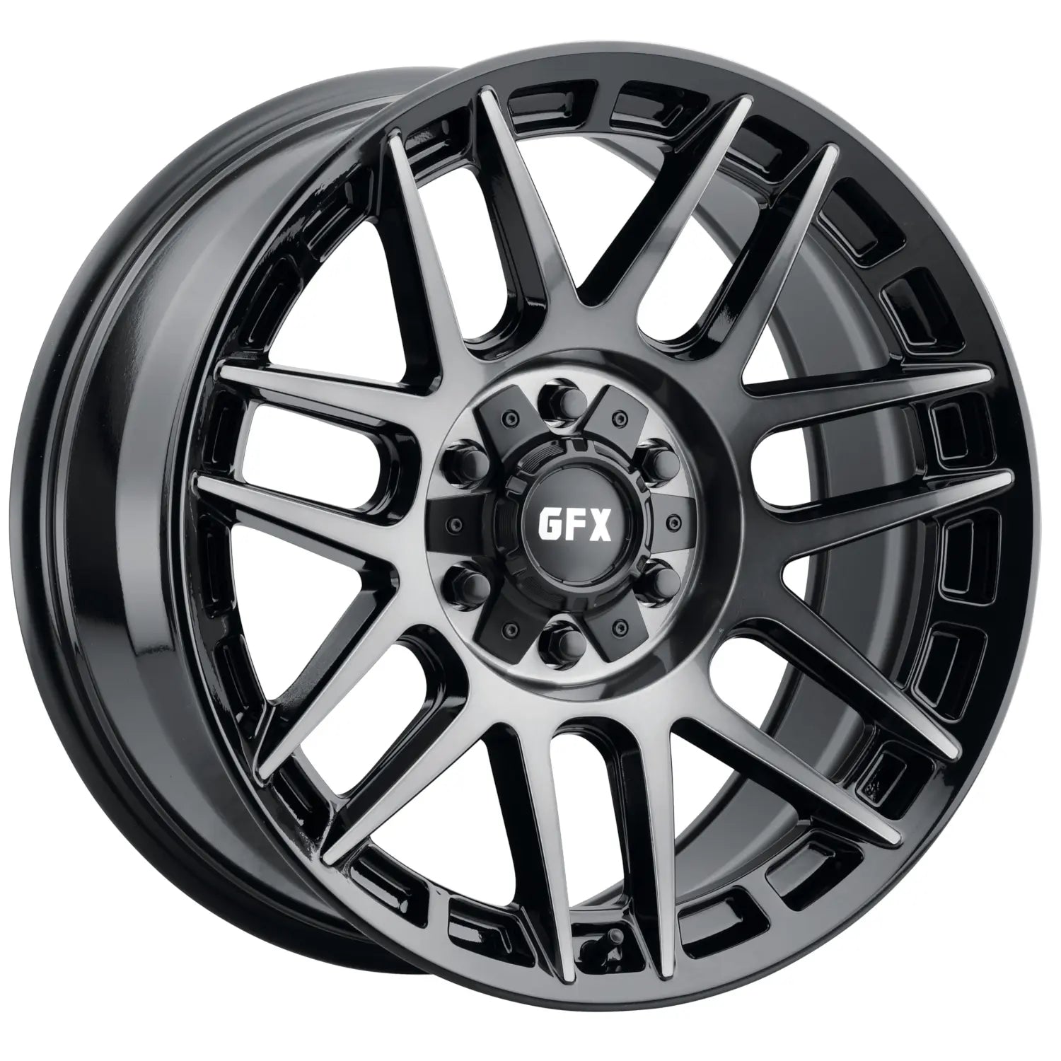 G-Fx TM8 18x9 18mm Gloss Black Machined Face w/Double Dark Tint – TFS ...
