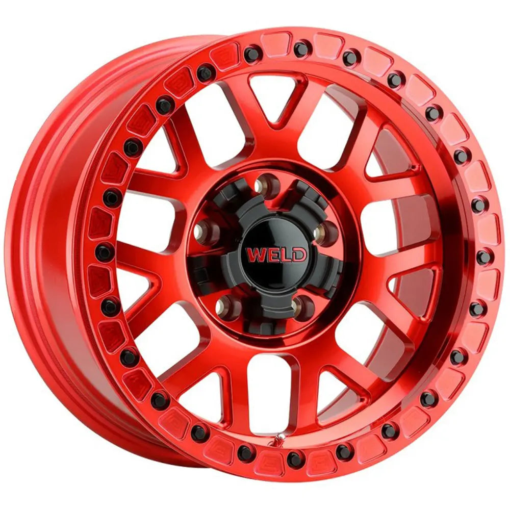 Weld Off-Road Cinch Beadlock 17x10 -24mm Candy Red with a Real Beadlock ...