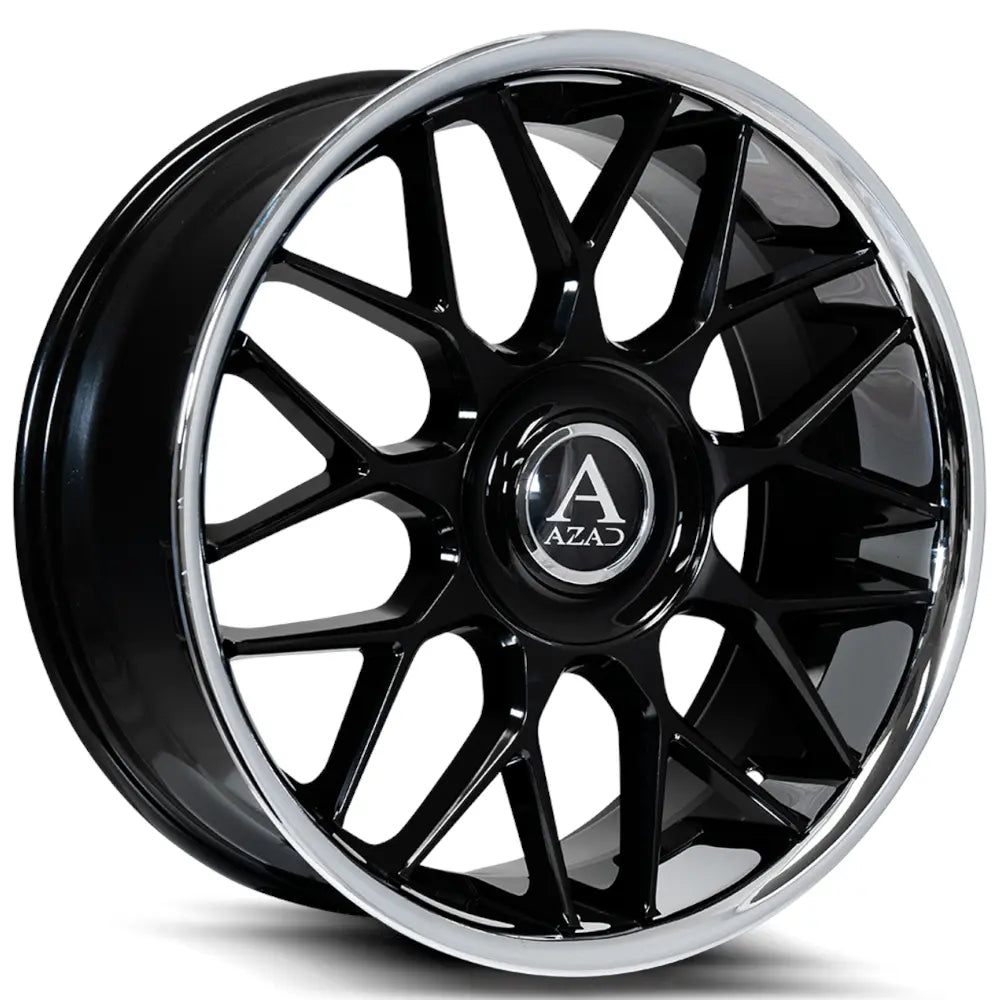 Azad AZV02 24x9 +30mm Gloss Black with a Stainless Steel Lip – TFS Wheels