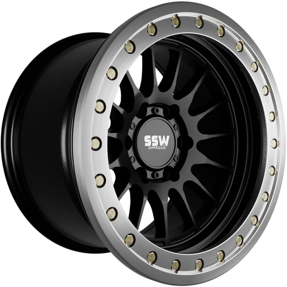 SSW Off-Road Dakar Beadlock 17x9 -25mm Matte Black with a Machined Real ...